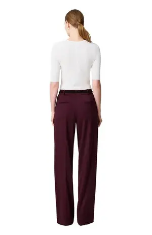 Another Tomorrow Relaxed Wide Leg Pant - Plum