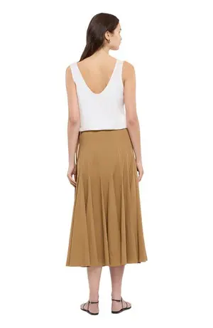 Another Tomorrow Panel Wrap Midi Skirt - Toffee