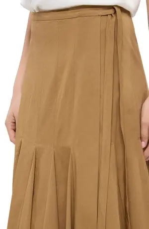 Another Tomorrow Panel Wrap Midi Skirt - Toffee