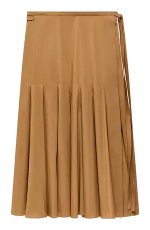 Another Tomorrow Panel Wrap Midi Skirt - Toffee