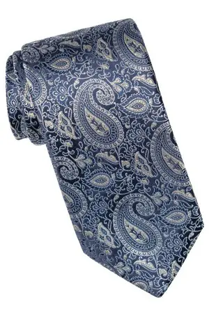 ELIZABETTA Silk Jacquard Neck Tie - Blue And Silver