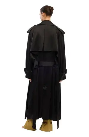 Another Tomorrow Satin Trench Coat