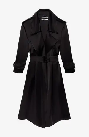 Another Tomorrow Satin Trench Coat