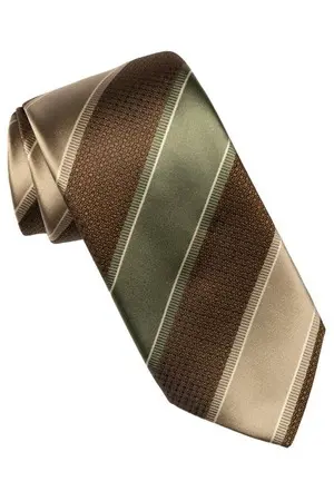 ELIZABETTA Extra Long Silk Jacquard Neck Tie - Green And Brown