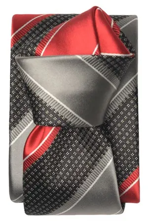 ELIZABETTA Extra Long Silk Jacquard Neck Tie - Red