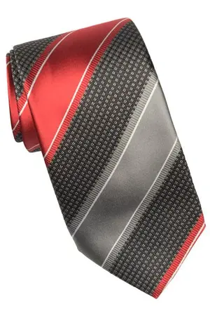 ELIZABETTA Extra Long Silk Jacquard Neck Tie - Red