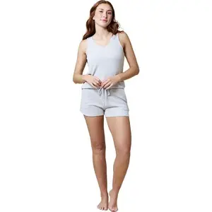SOFTIES Rib Dream Double V-neck Short Set - Grey