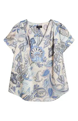 TAHARI ASL Print Tulip Sleeve Top
