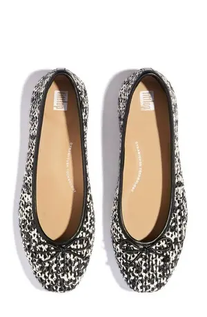 Fitflop Delicato Woven Mary Jane Flat - Black/ Ivory Mix