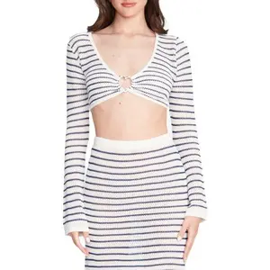 CAPITTANA Olga Stripe Crop Cover-up Swim Top - Multi/ Stripes