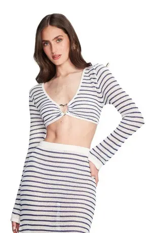 CAPITTANA Olga Stripe Crop Cover-up Swim Top