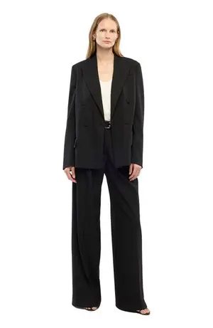 Another Tomorrow Relaxed Double-breasted Jacket - Black