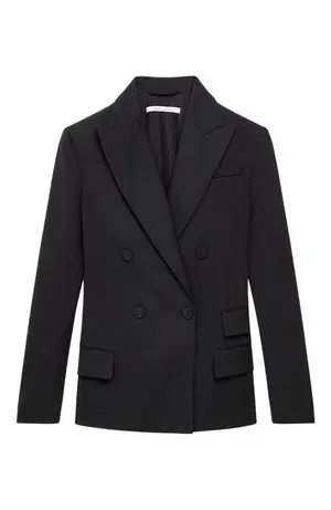 Another Tomorrow Relaxed Double-breasted Jacket - Black