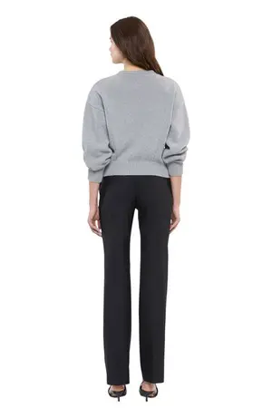 Another Tomorrow Cashmere Knit Sweatshirt - Heather Grey