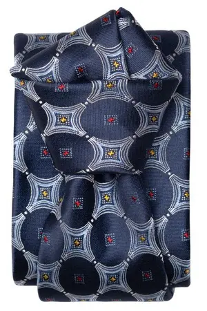 ELIZABETTA Silk Jacquard Circle Motif Neck Tie