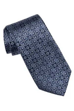 ELIZABETTA Elizabetta Palladio Extra Long Silk Jacquard Neck Tie Blue