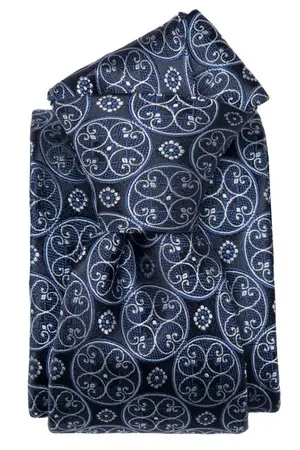 ELIZABETTA Palladio Extra Long Silk Jacquard Neck Tie - Blue