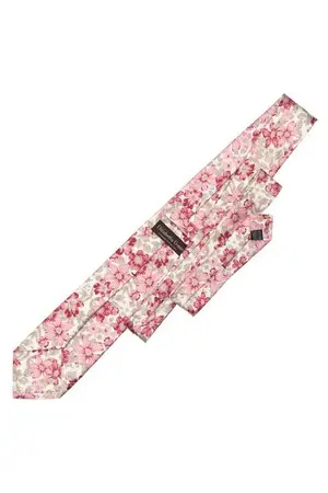 ELIZABETTA Altamura Printed Silk Tie - Pink