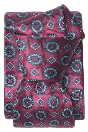 ELIZABETTA Elizabetta Ercole Extra Long Silk Jacquard Neck Tie Raspberry