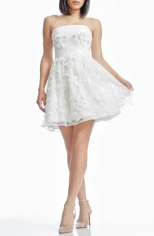 Dress The Population Marilyn Floral Appliqué Strapless Minidress