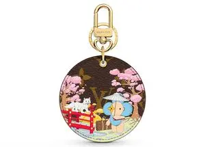 LOUIS VUITTON Illustre Japanese Garden Xmas Bag Charm And Key Holder Monogram Vivienne - Brown/pink
