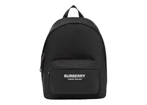 Burberry Logo Print Nylon Backpack - Black