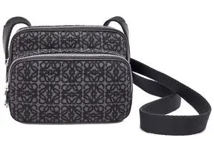Loewe Camera Bag In Anagram Jacquard Mini - Anthracite/black