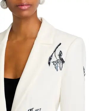 Cinq À Sept Falling Lilies Karlie Blazer - Ivory/navy