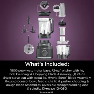 NINJA Detect Kitchen System Power Blender Plus Processor Pro With Blendsense Technology - No Color