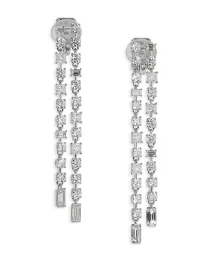 Nadri Cubic Zirconia Linear Drop Earrings - Silver