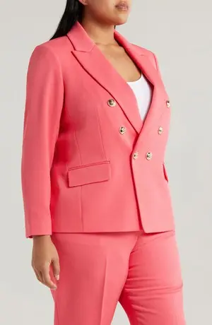 TAHARI ASL Double Breasted Twill Blazer