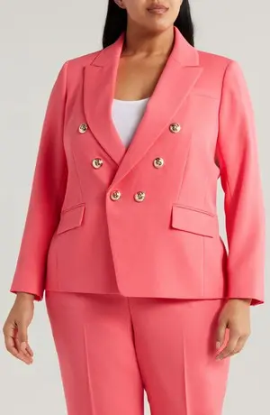 TAHARI ASL Double Breasted Twill Blazer