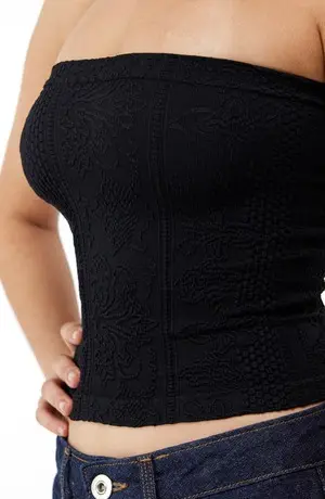 BDG URBAN OUTFITTERS Tapestry Crop Tube Top - Black