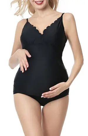 KIMI + KAI Kimber Upf 50+ One-piece Maternity Swimsuit - Black