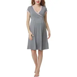 KIMI + KAI Jenny Maternity/nursing Nightgown - Dark Heather Gray