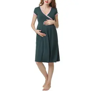 KIMI + KAI Jenny Maternity/nursing Nightgown - Forest Green