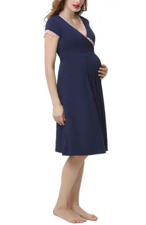 KIMI + KAI Jenny Maternity/nursing Nightgown - Navy