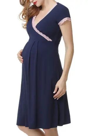 KIMI + KAI Jenny Maternity/nursing Nightgown - Navy