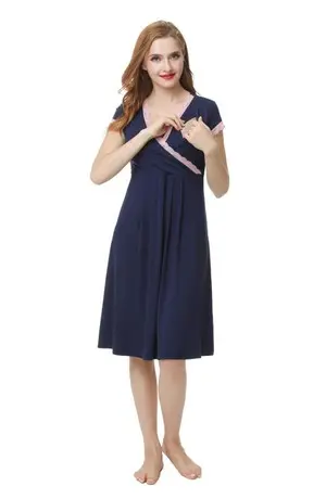 KIMI + KAI Jenny Maternity/nursing Nightgown - Navy