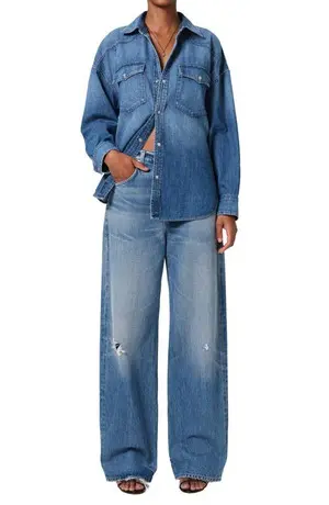 Citizens Of Humanity Kayla Western Denim Snap-up Shirt - Douro