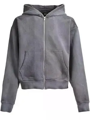 BREATH Zipped Cotton Hoodie - Black