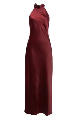 WAYF Violetta Matte Satin Gown - Merlot