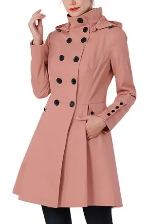 KIMI + KAI Adele Hooded Trench Coat - Guava