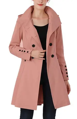 KIMI + KAI Adele Hooded Trench Coat - Guava