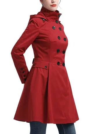 KIMI + KAI Adele Hooded Trench Coat - Red