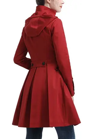 KIMI + KAI Adele Hooded Trench Coat - Red