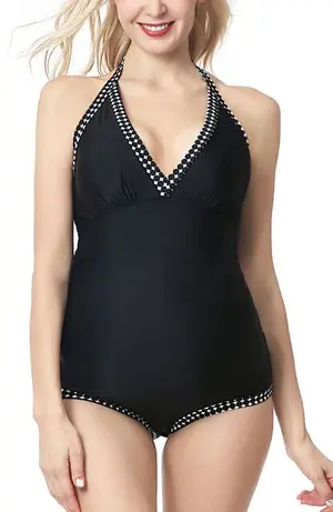 KIMI + KAI Upf 50+ One-piece Maternity Swimsuit - Black