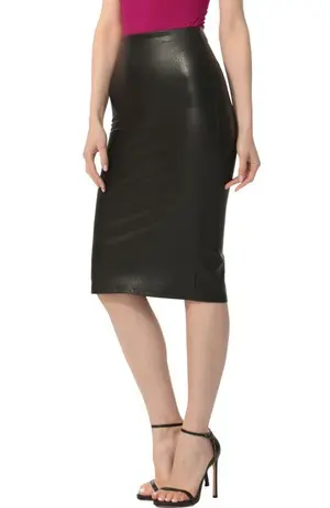 KIMI + KAI Stretch Faux Leather Pencil Skirt - Black