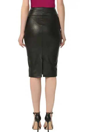 KIMI + KAI Stretch Faux Leather Pencil Skirt - Black