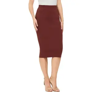 KIMI + KAI Knit Pencil Skirt - Copper Red